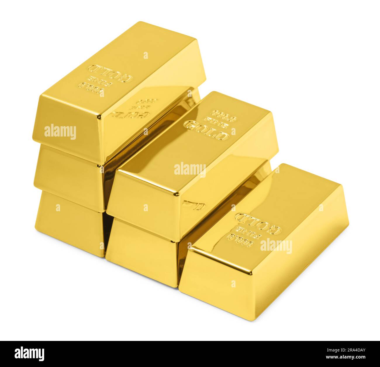 Stack of shiny gold bars isolated on white Stock Photo - Alamy
