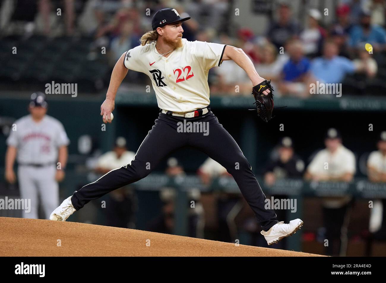 Texas Rangers starting pitcher Jon Gray throws during the first inning ...