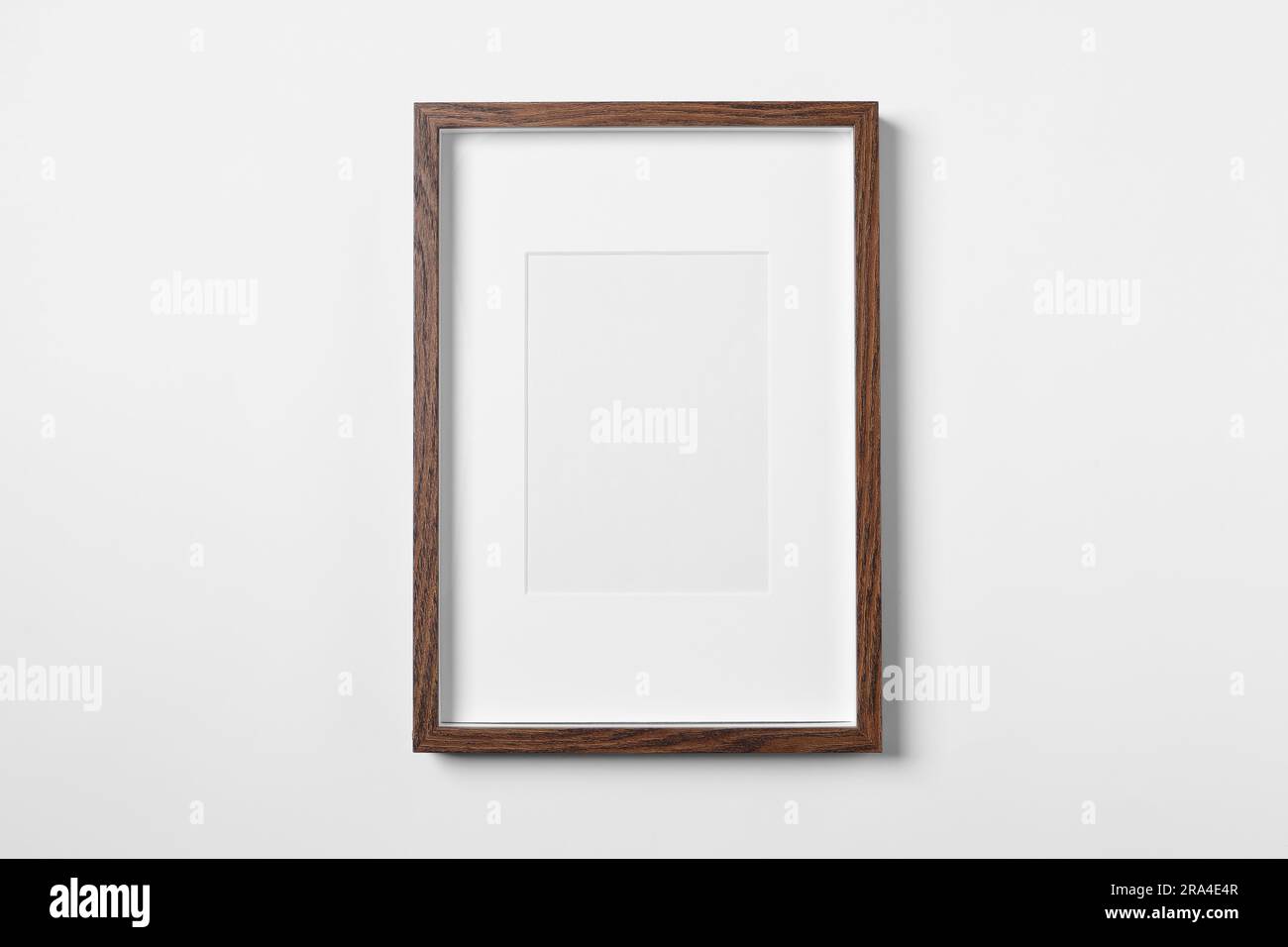 Empty wooden frame on white background. Mockup for design Stock Photo ...