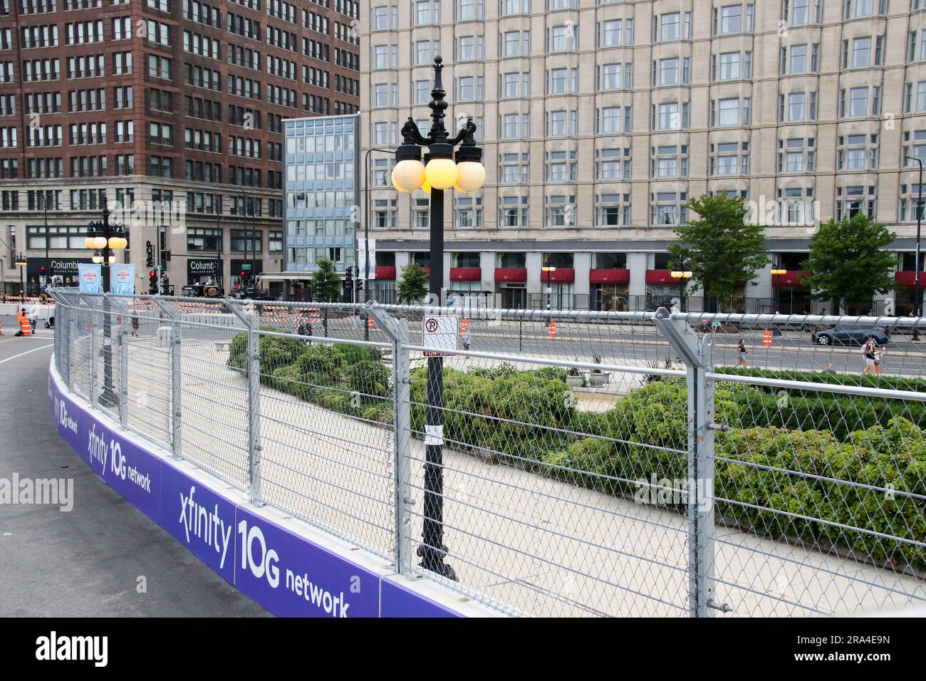 Protective fencing can be seen along a portion of the race track a day ...