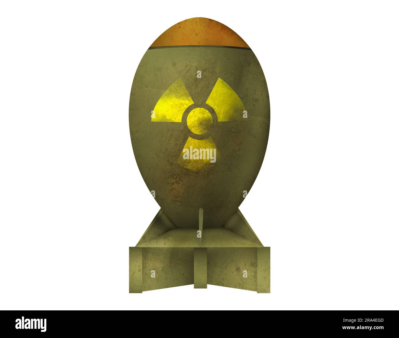 Illustration of atomic weapon with radiation warning symbol on white ...