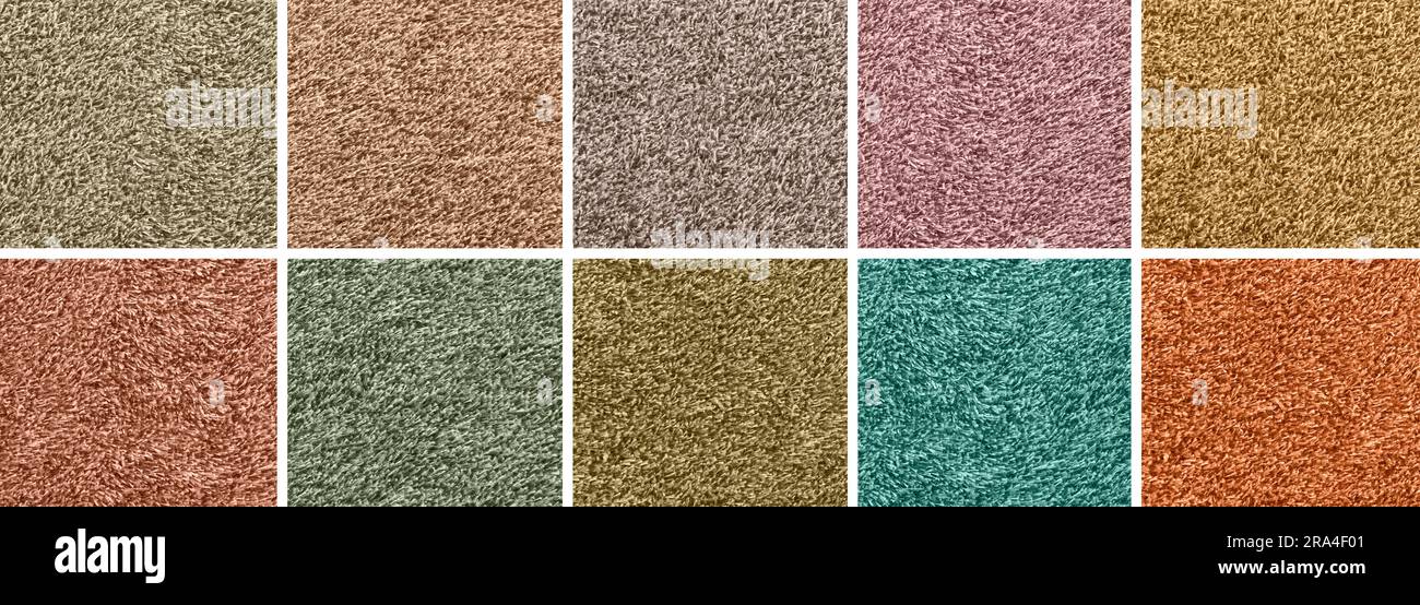 Collage with carpet texture in different colors Stock Photo - Alamy