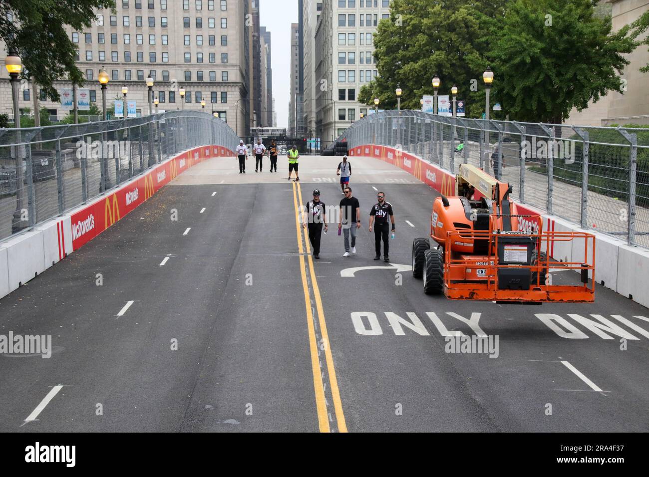 Protective fencing can be seen along a portion of the race track a day ...