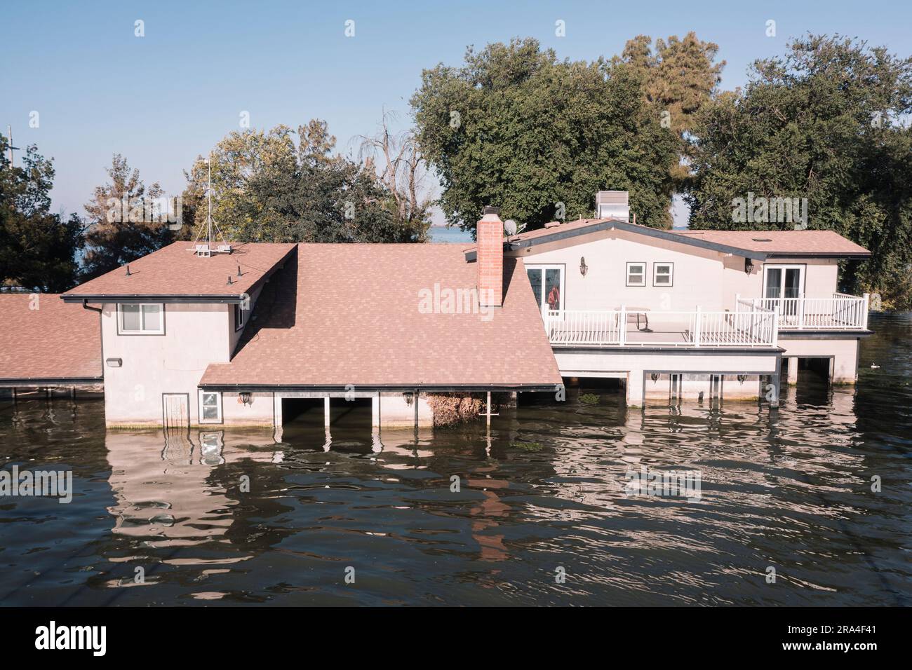 A flooded ranch house near Corcoran, California. Tulare Lake was once ...