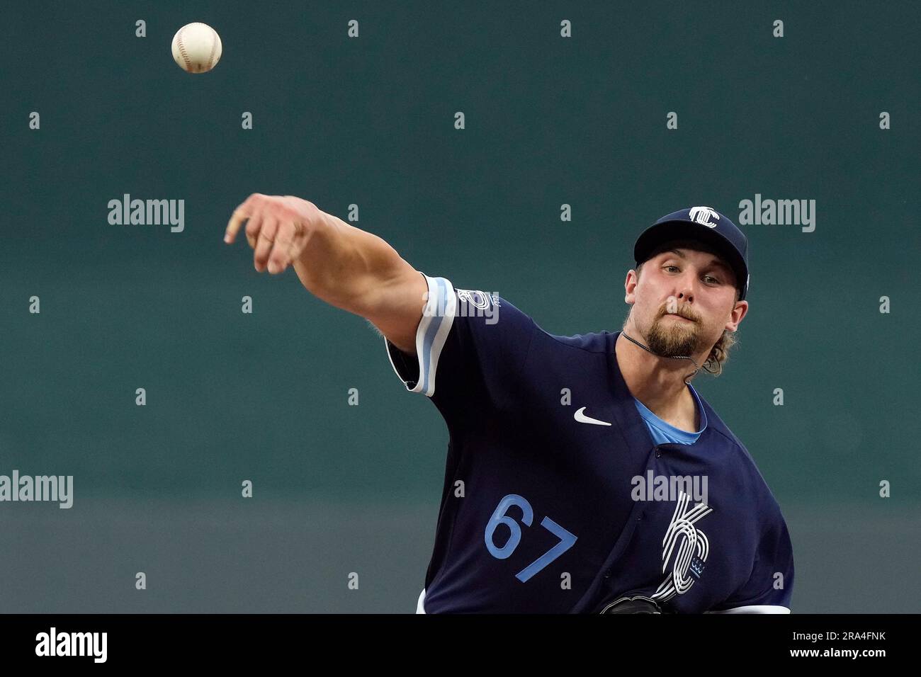 Kansas City Royals starting pitcher Alec Marsh throws during the first ...