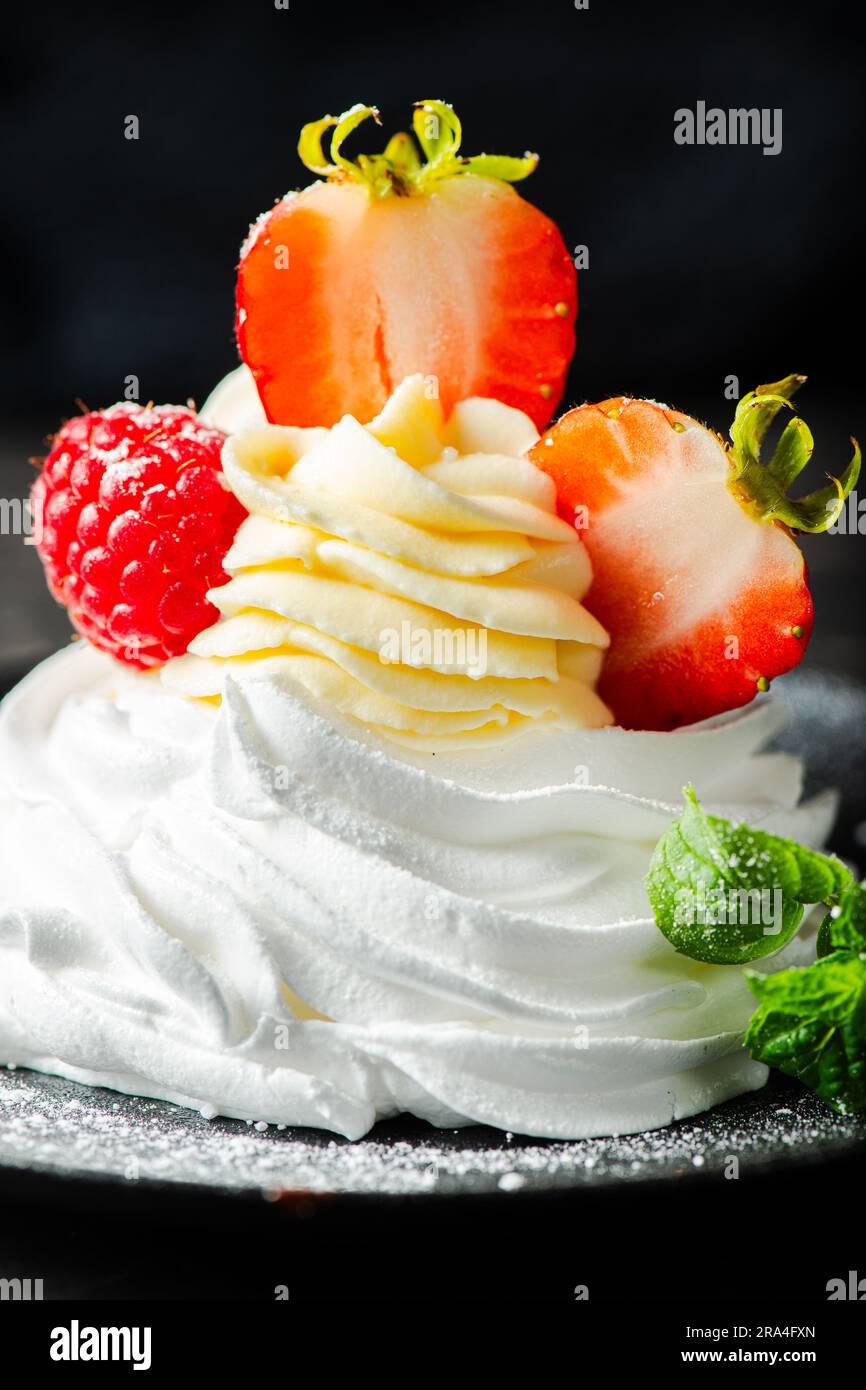 Crispy baked Italian meringue with a marshmallow center, filled with ...