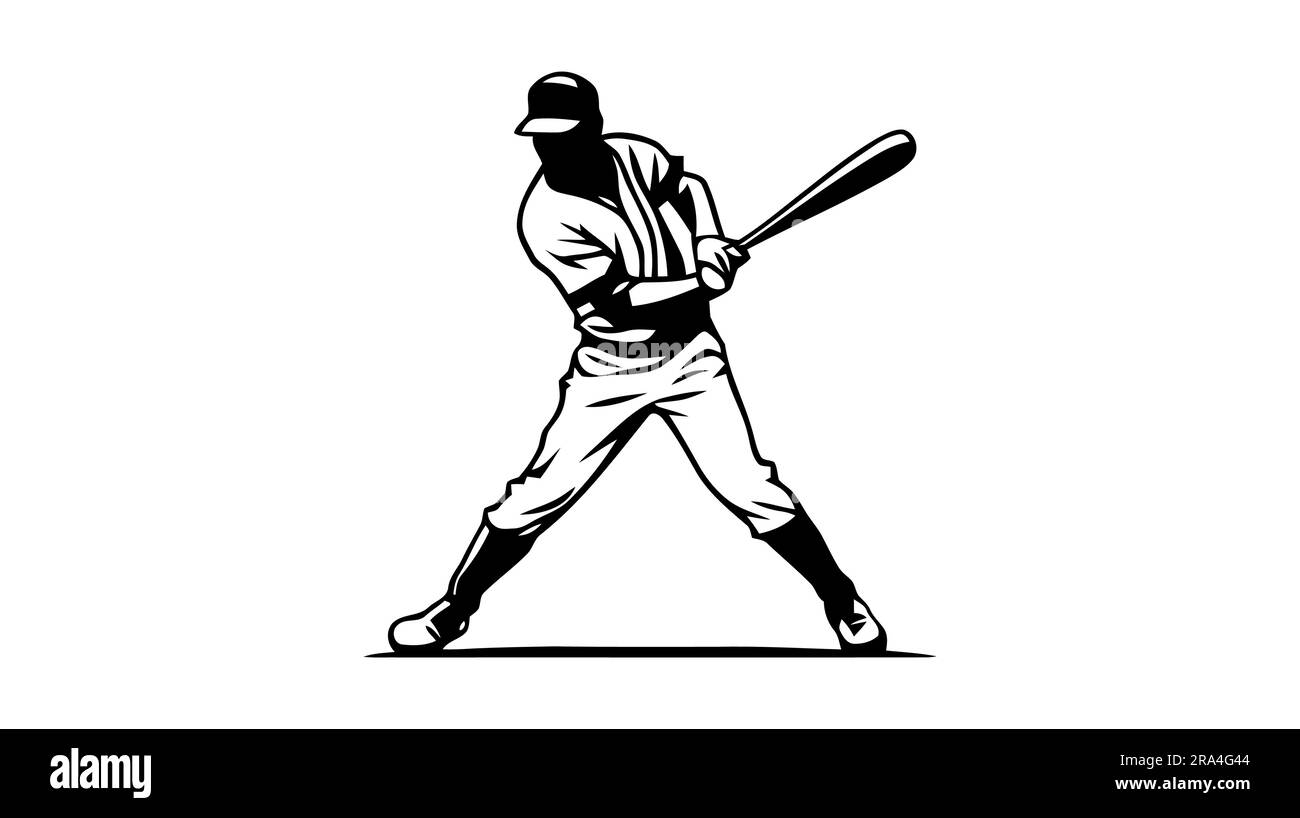 Baseball player vector silhouette. Isolated batter icon Stock Vector ...