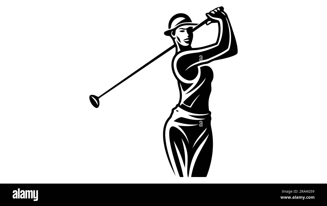 Vector logo for golf with illustration of a golfer hitting a golf ball ...
