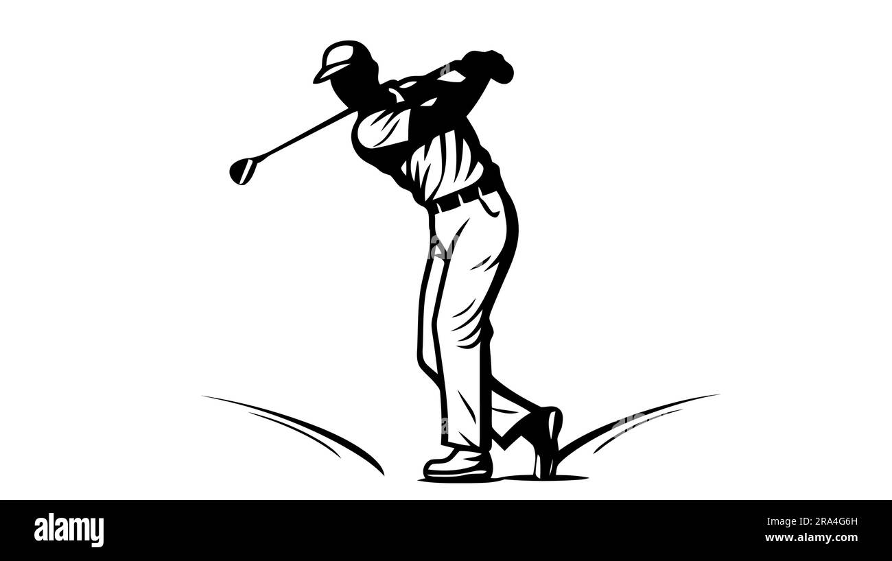 Vector logo for golf with illustration of a golfer hitting a golf ball ...