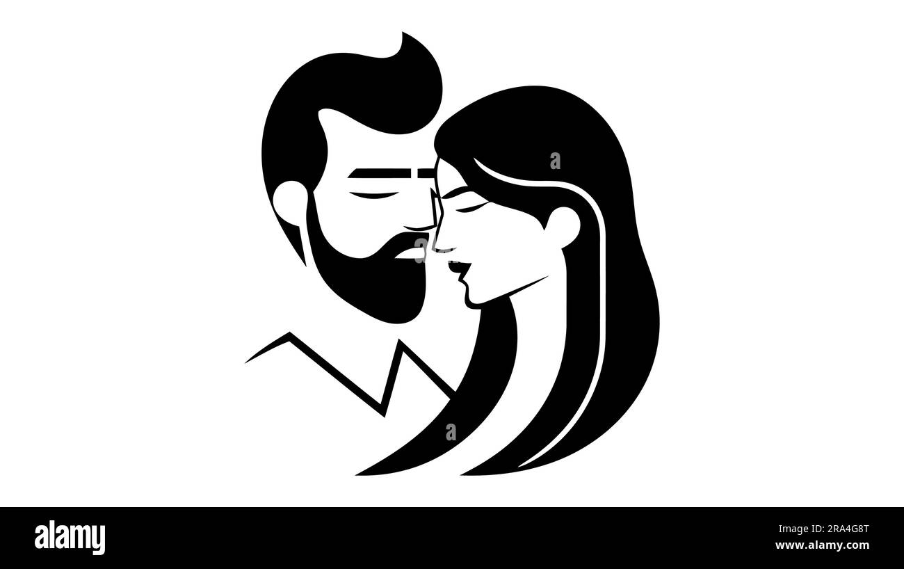 Couple in love, vector logo on white background Stock Vector Image ...