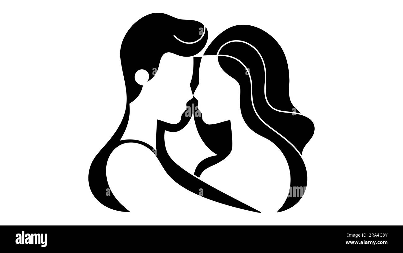 Couple in love, vector logo on white background Stock Vector Image ...