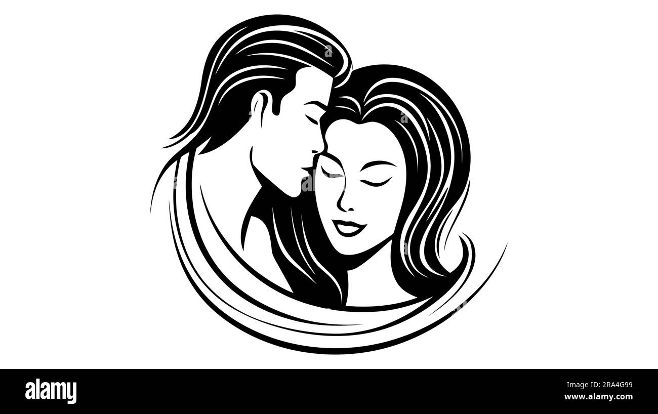 Couple in love, vector logo on white background Stock Vector Image ...