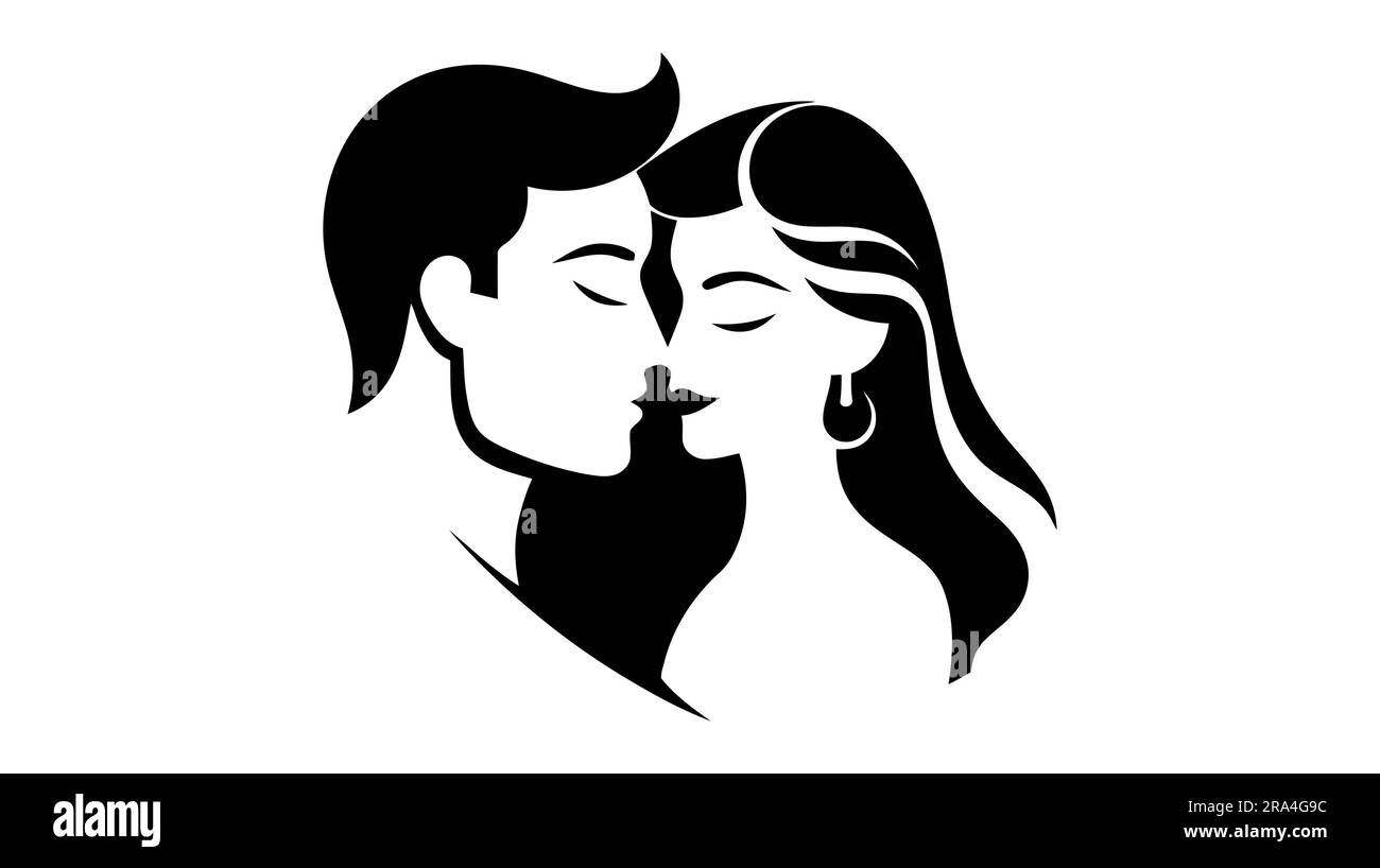 Couple in love, vector logo on white background Stock Vector Image ...
