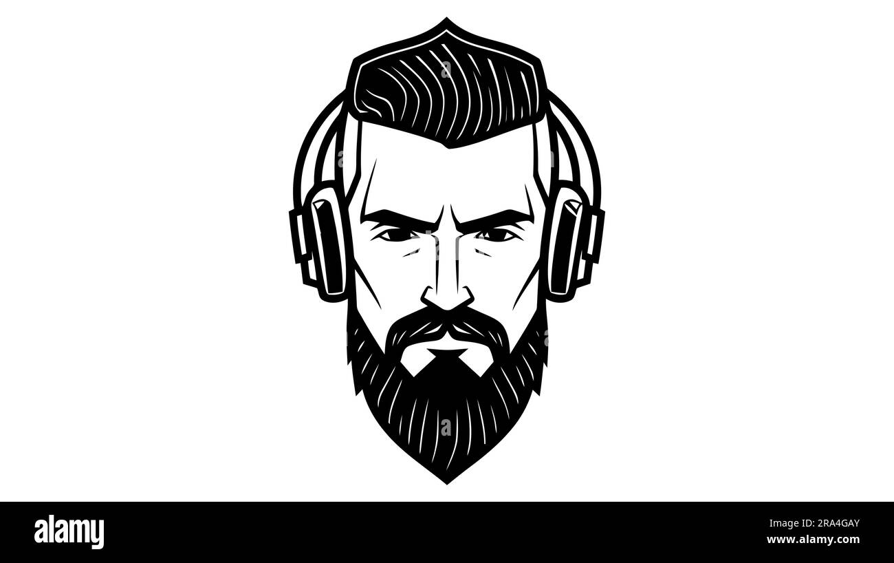 Vector logo of man wearing headphones. White background Stock Vector ...