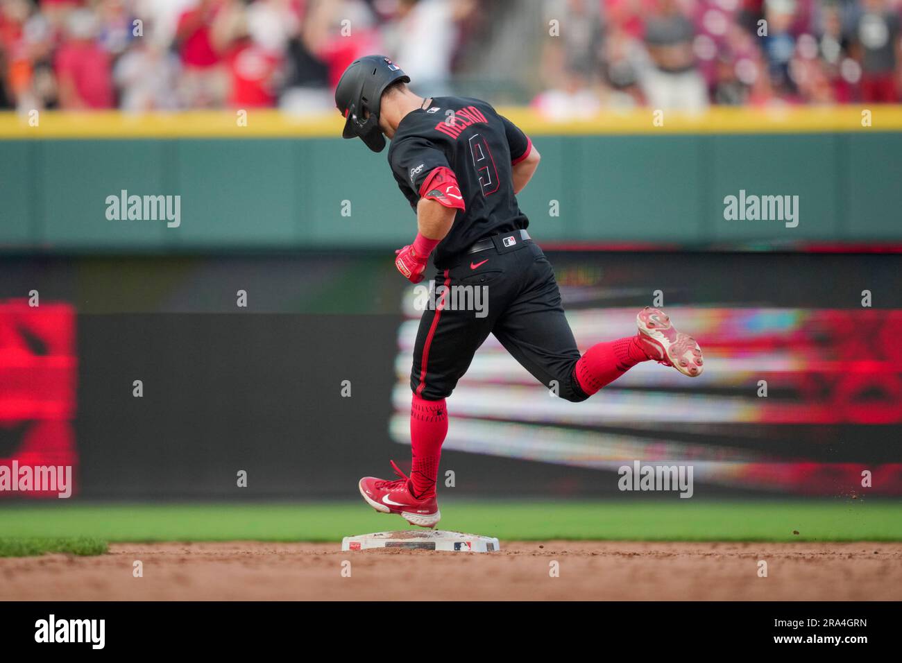 Cincinnati Reds' Matt McLain runs the bases after hitting a two-run ...