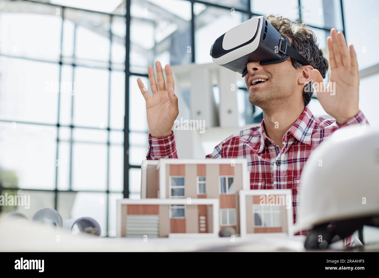 Virtual reality futuristic design technology. Architect or design ...