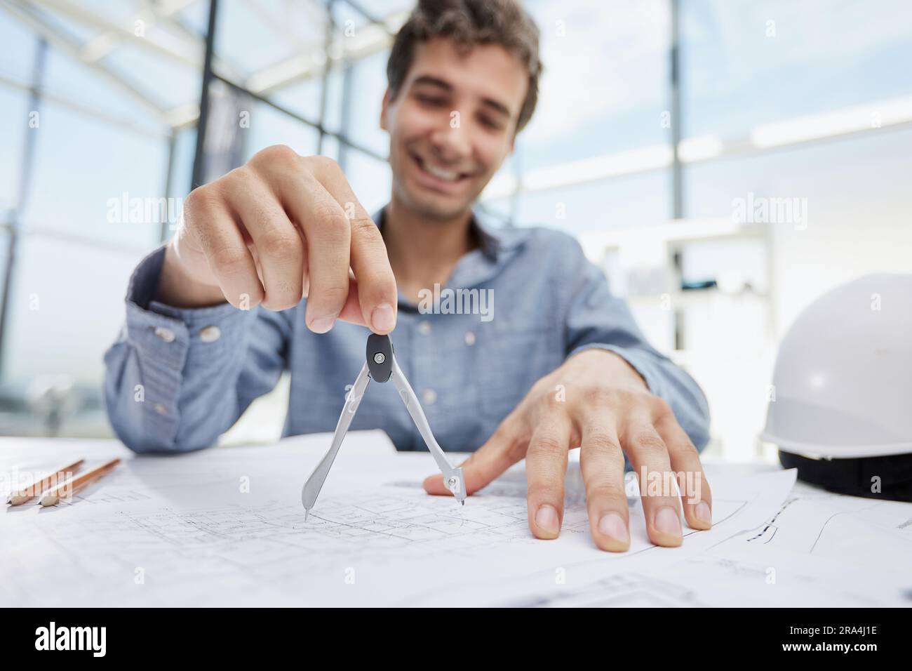 Architect engineer contractor design working drawing sketch plan Stock ...