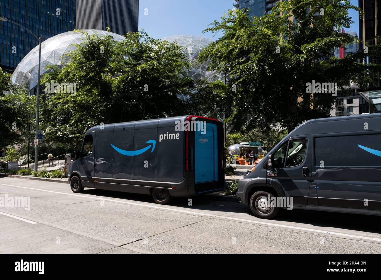 Seattle, USA. 29 Jun, 2023. Rivan Ev van and gas powered Ram van ...