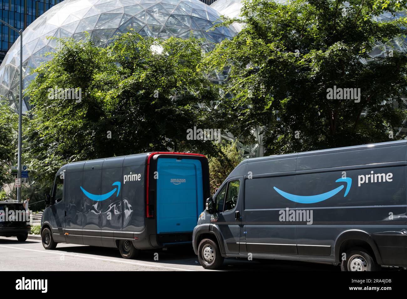 Seattle, USA. 29 Jun, 2023. Rivan Ev van and gas powered Ram van ...