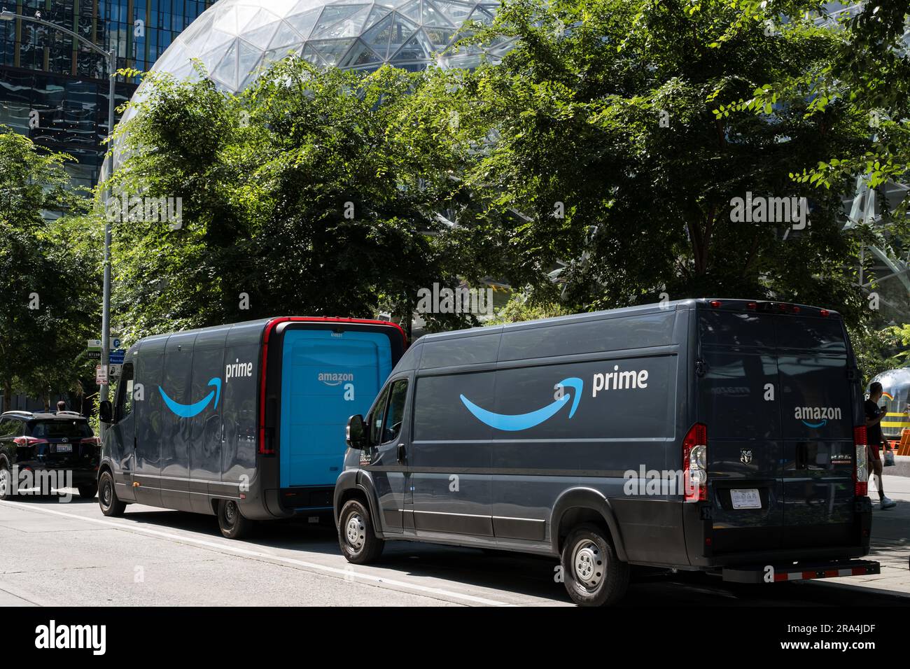 Seattle, USA. 29 Jun, 2023. Rivan Ev van and gas powered Ram van ...