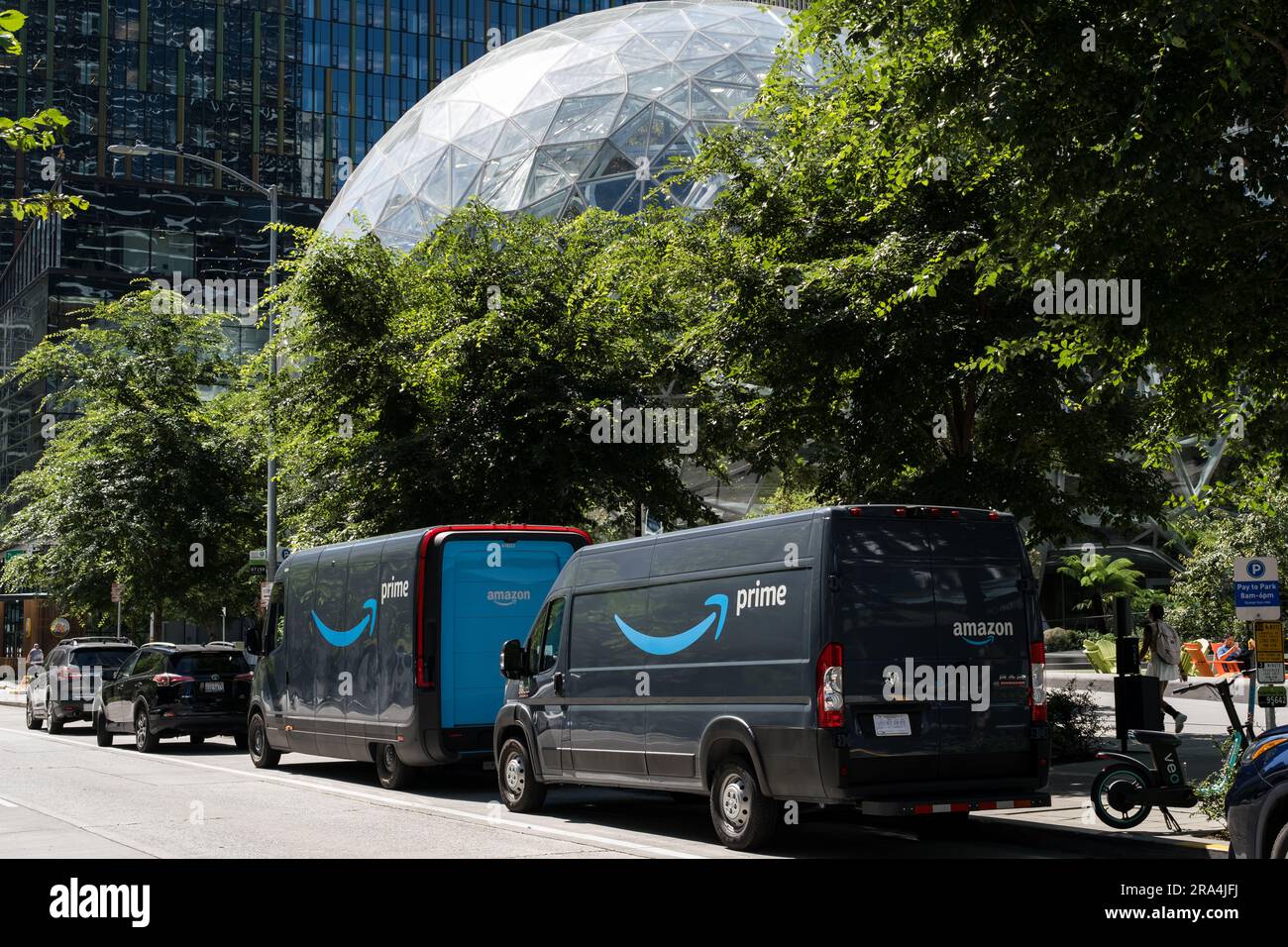 Seattle, USA. 29 Jun, 2023. Rivan Ev van and gas powered Ram van ...