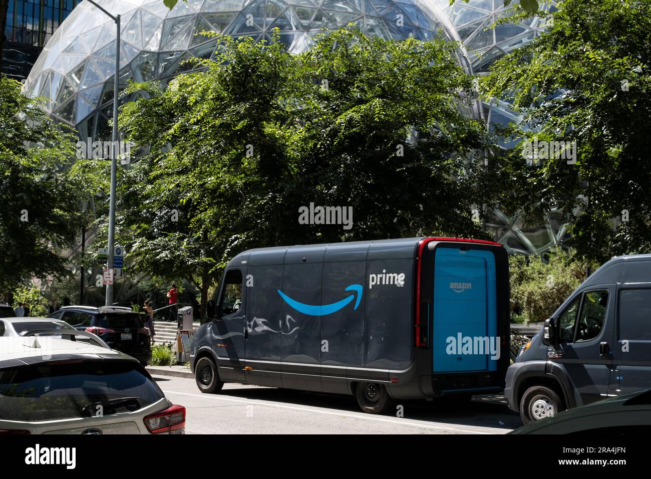 Seattle, USA. 29 Jun, 2023. Rivan Ev van and gas powered Ram van ...