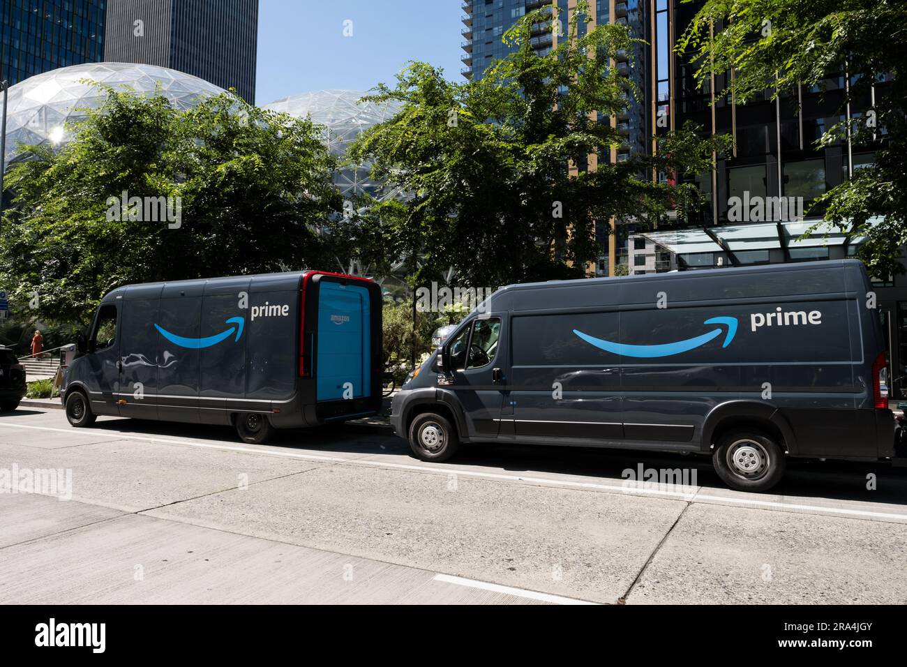 Seattle, USA. 29 Jun, 2023. Rivan Ev van and gas powered Ram van ...