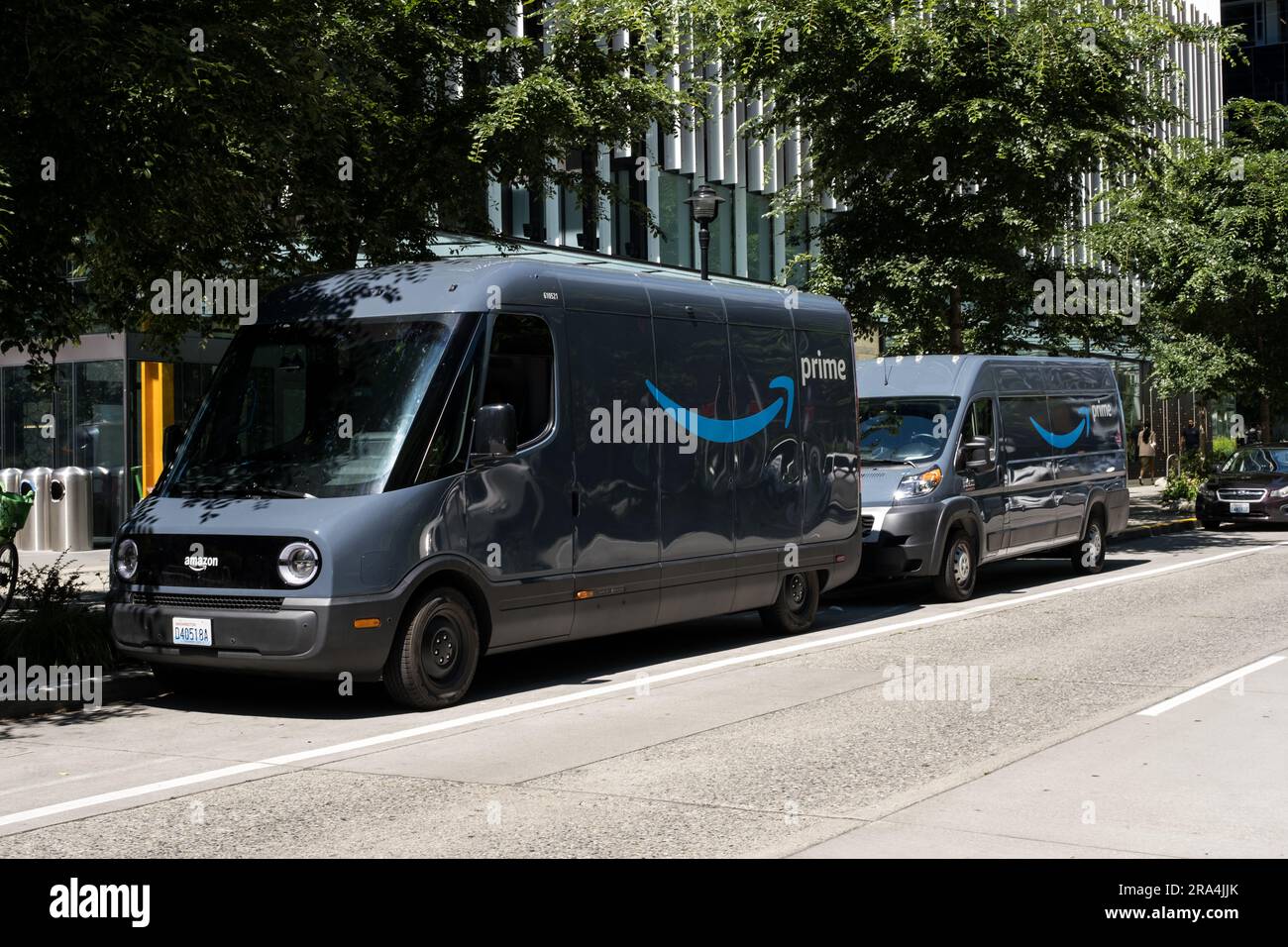 Seattle, USA. 29 Jun, 2023. Rivan Ev van and gas powered Ram van ...