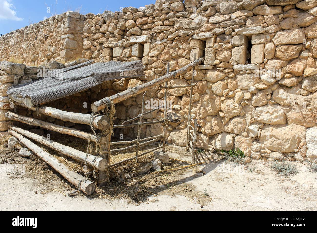An animal pen at the side of a building at the Nazareth Village Open ...