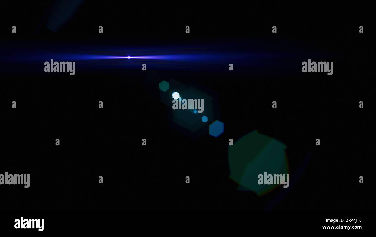 Blue blurred rays from white spot and hexagons spots of refraction of ...