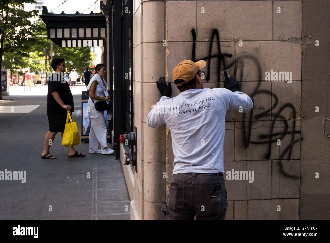Seattle, USA. 29 Jun, 2023. Downtown Seattle Graffiti clean up Stock ...