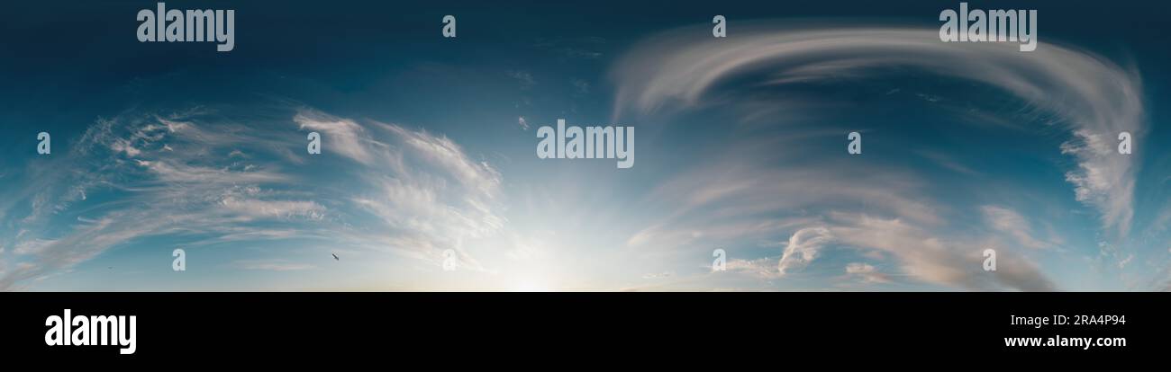 Neon green sky panorama with Cirrus clouds. Seamless hdr 360 panorama ...