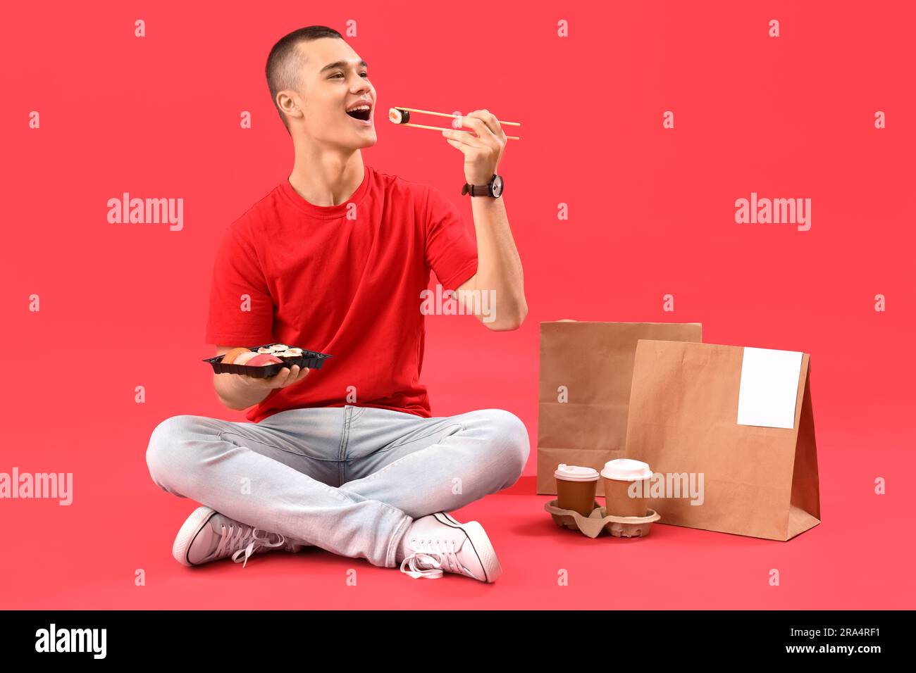 Man rolls bags hi-res stock photography and images - Alamy