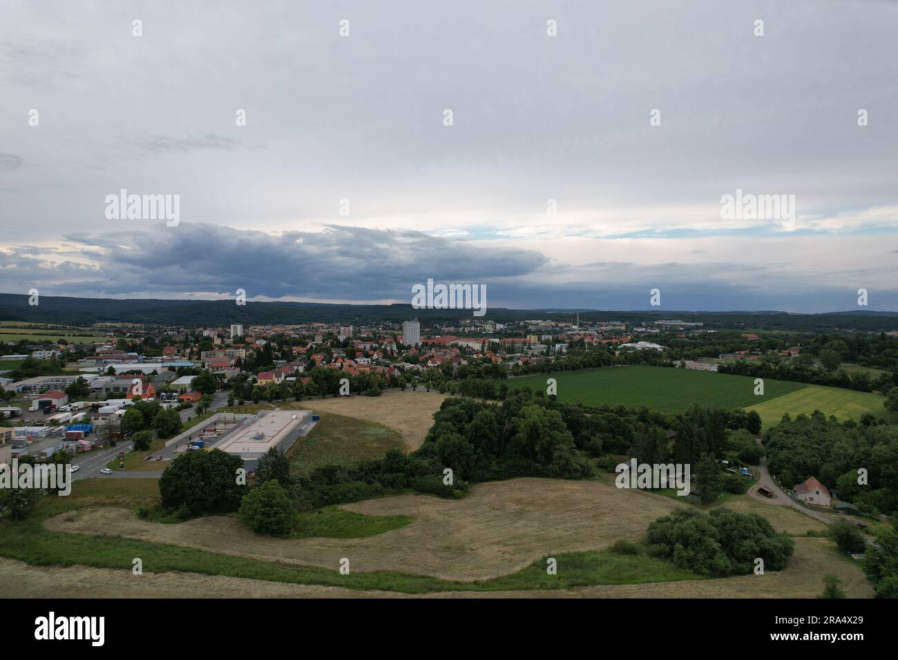 Dobris castle and historical city center aerial panorama landscape view ...