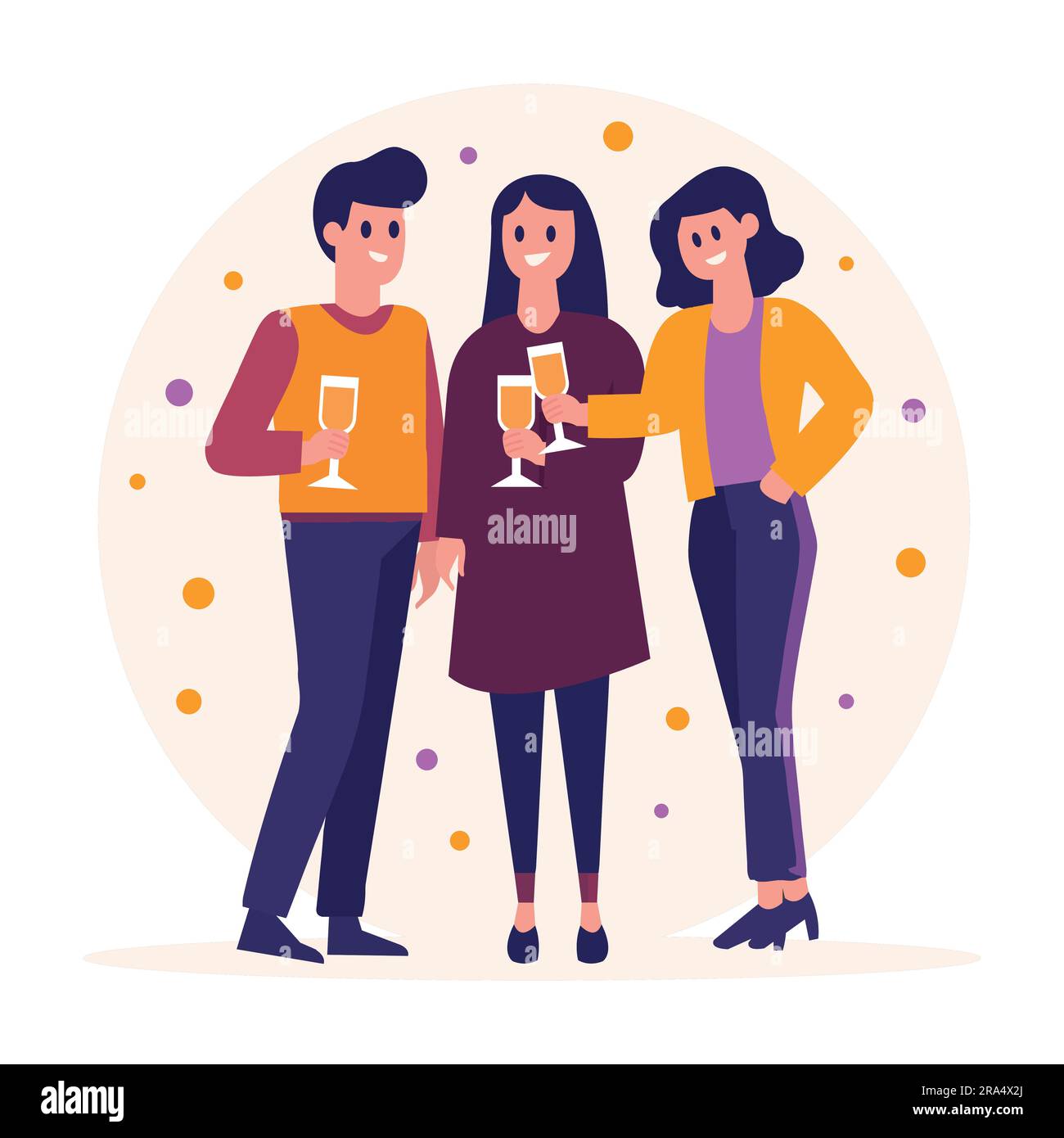 Hand Drawn group of friends celebrating in flat style isolated on ...