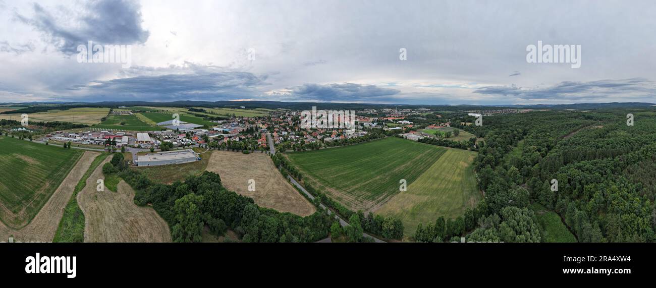 Dobris castle and historical city center aerial panorama landscape view ...
