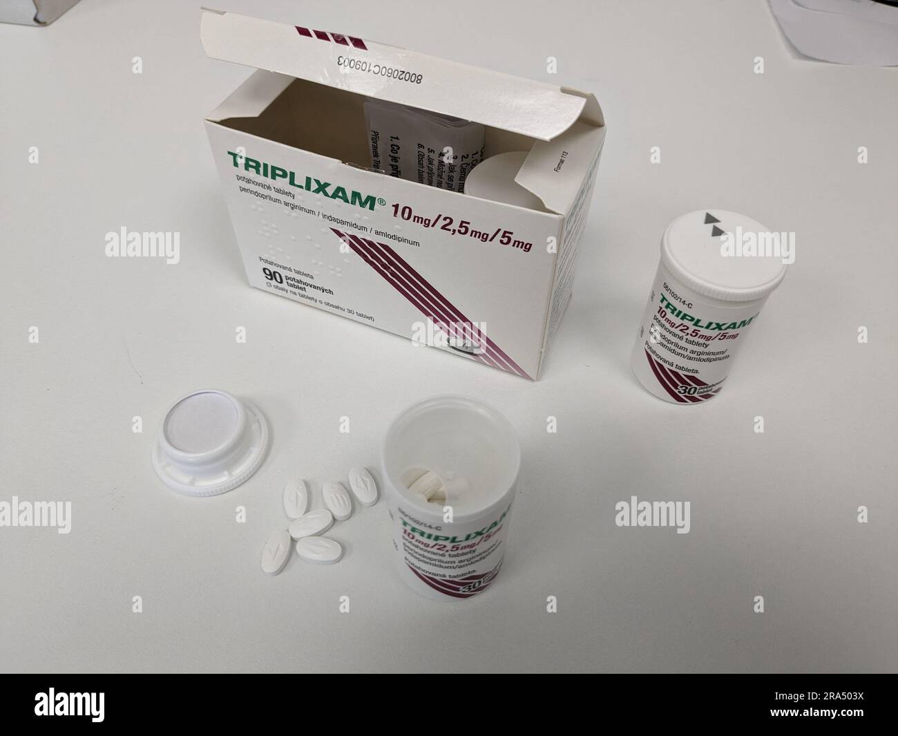 Prague,Czech republic-March 28 2024: box of TRIPLIXAM Czech medication ...