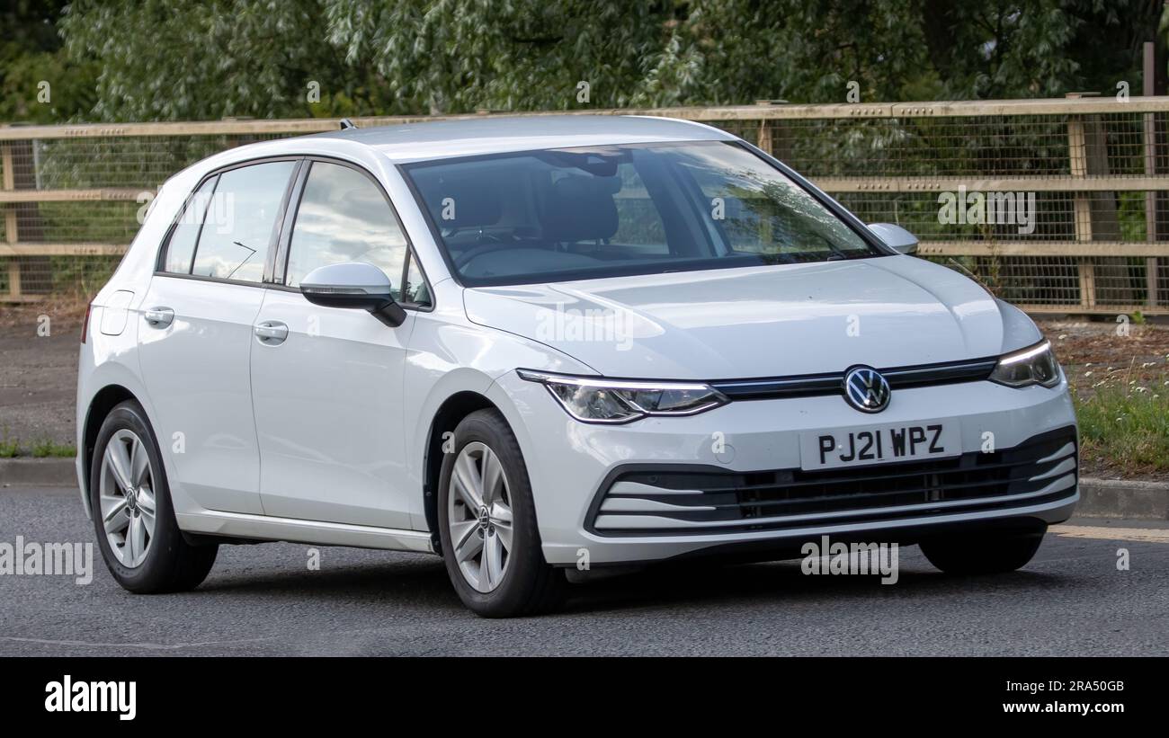 Milton Keynes,UK - June 24th 2023. 2021 white VOLKSWAGEN GOLF LIFE ETSI ...