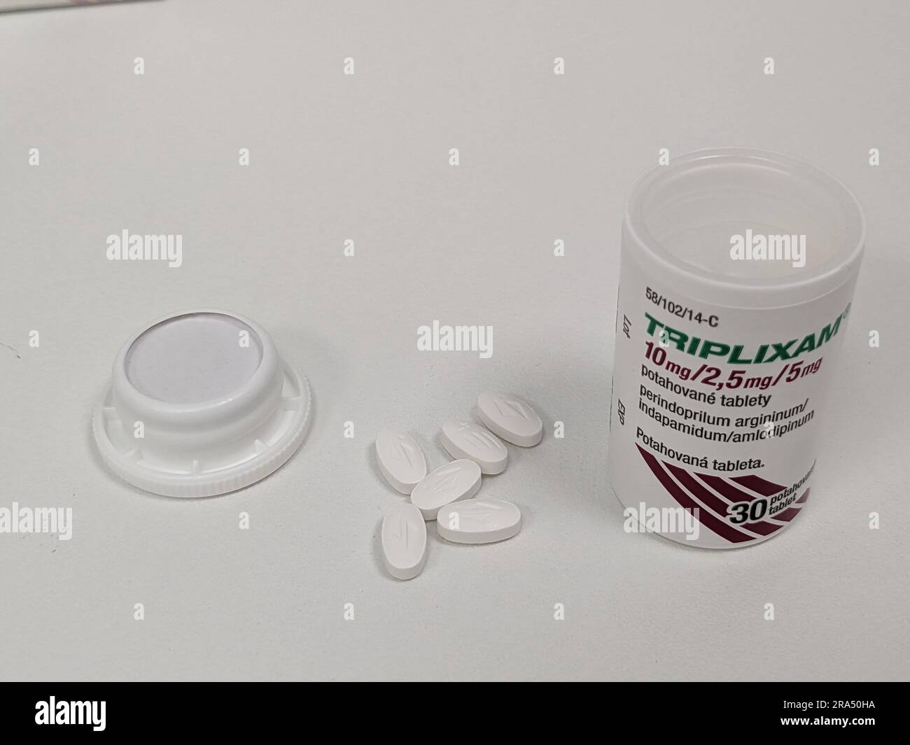 Prague,Czech republic-March 28 2024: box of TRIPLIXAM Czech medication ...