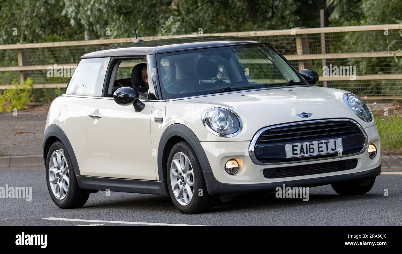 Milton Keynes,UK - June 24th 2023. 2016 white MINI COOPER car ...