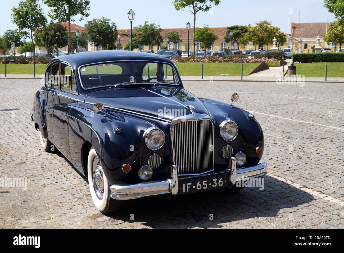 Jaguar Mark IX, dark blue four-door luxury saloon car, produced between ...