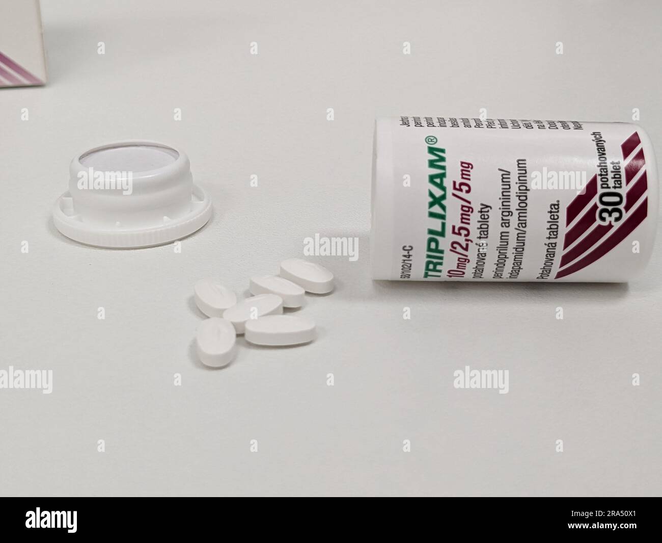 Prague,Czech republic-March 28 2024: box of TRIPLIXAM Czech medication ...