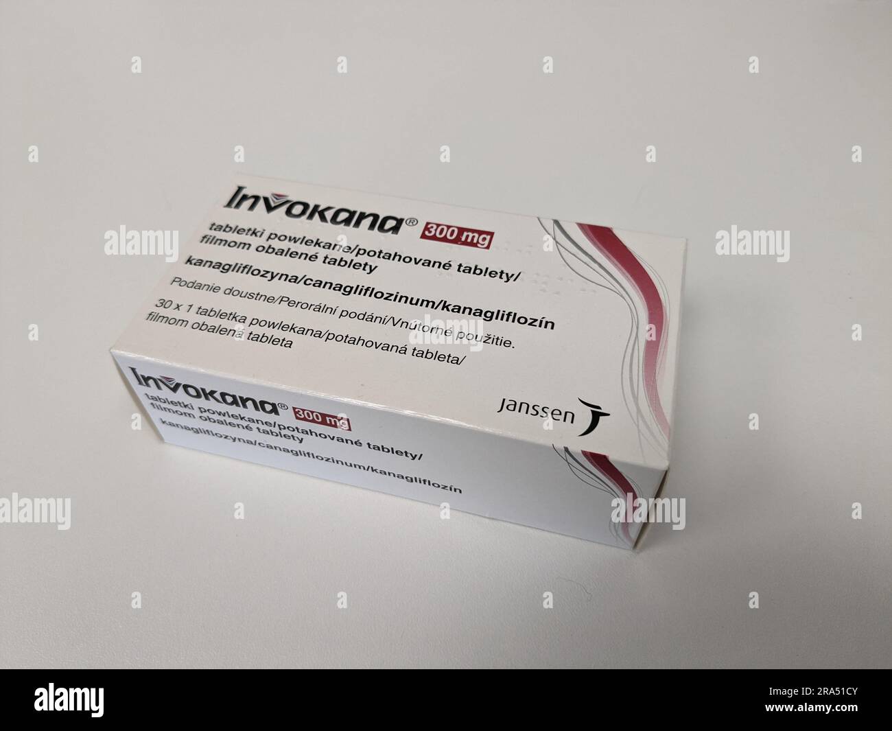 Prague,Czech republic- March 31 2024: box of INVOKANA medication with active substance ...