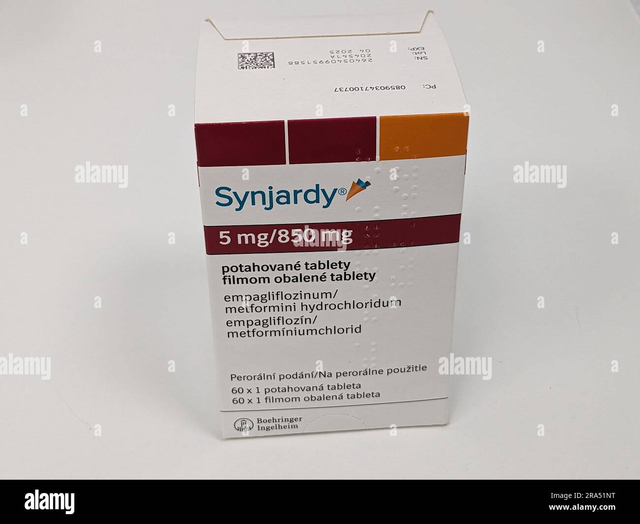 Prague,Czech Republic-August 27 2024: SYNJARDY box of medication with ...