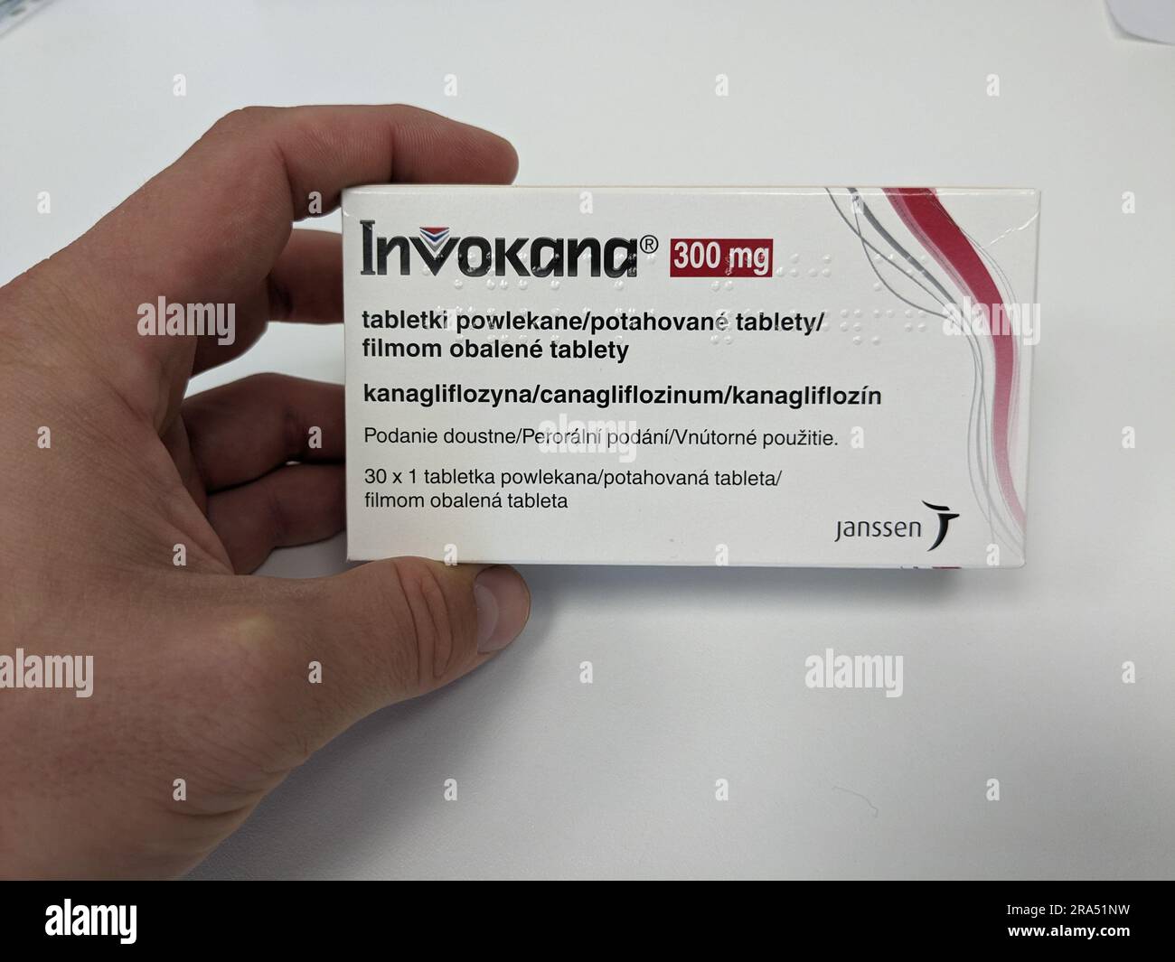 Prague,Czech republic- March 31 2024: box of INVOKANA medication with active substance ...