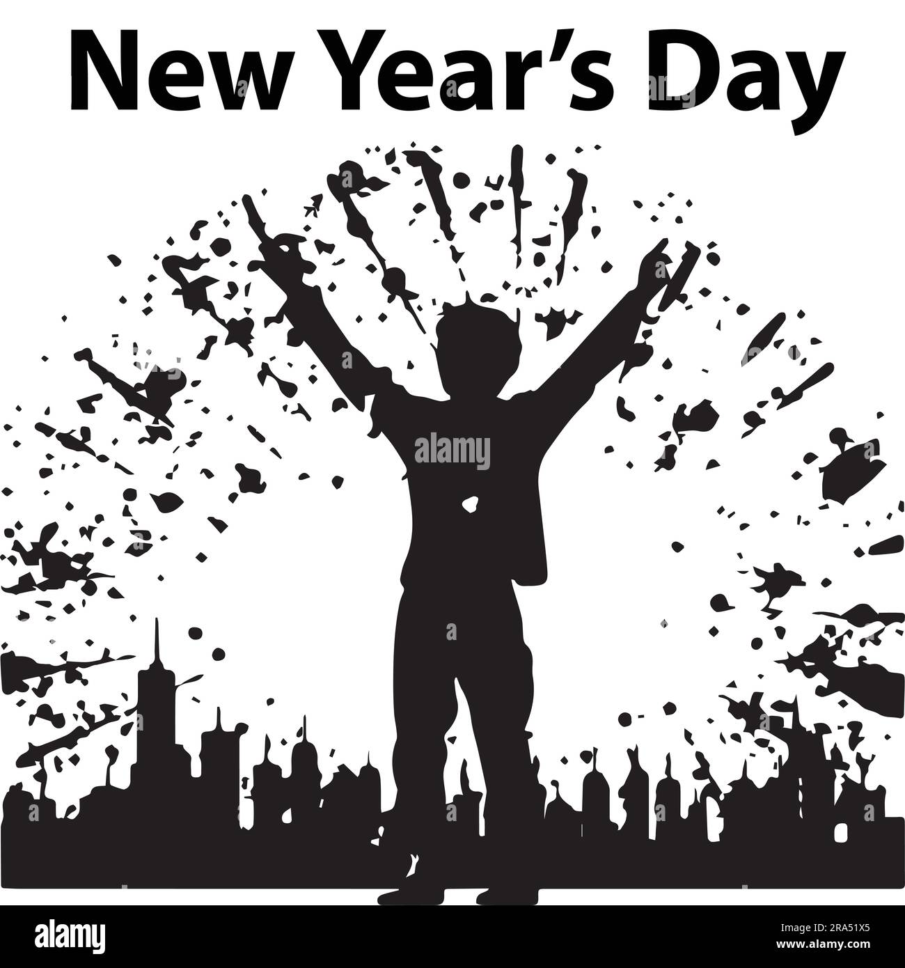 Silhouette New Years day vector illustration Stock Vector Image & Art ...