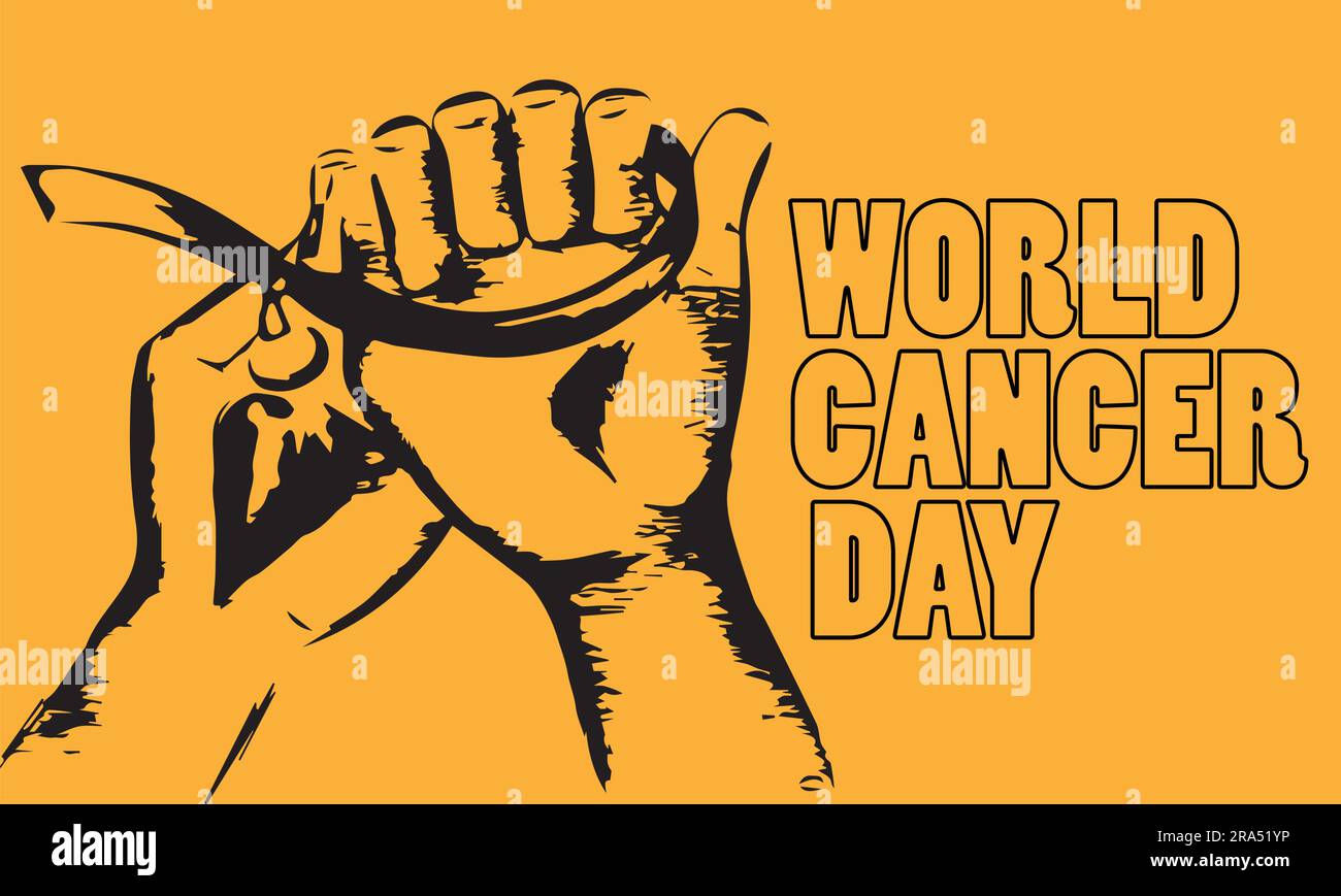 World Cancer Day Black Line art vector illustration Stock Vector Image ...