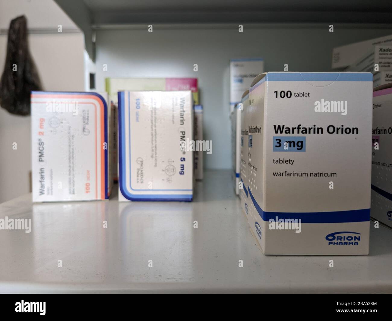 Pharmacy store-Packet of Warfarin Tablets, used to thin blood in ...