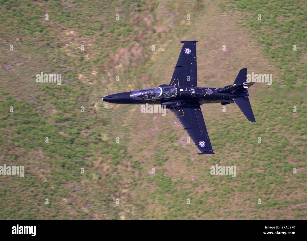 Hawk T2 aircraft flying low level at 250ft in the the Mach Loop area of ...