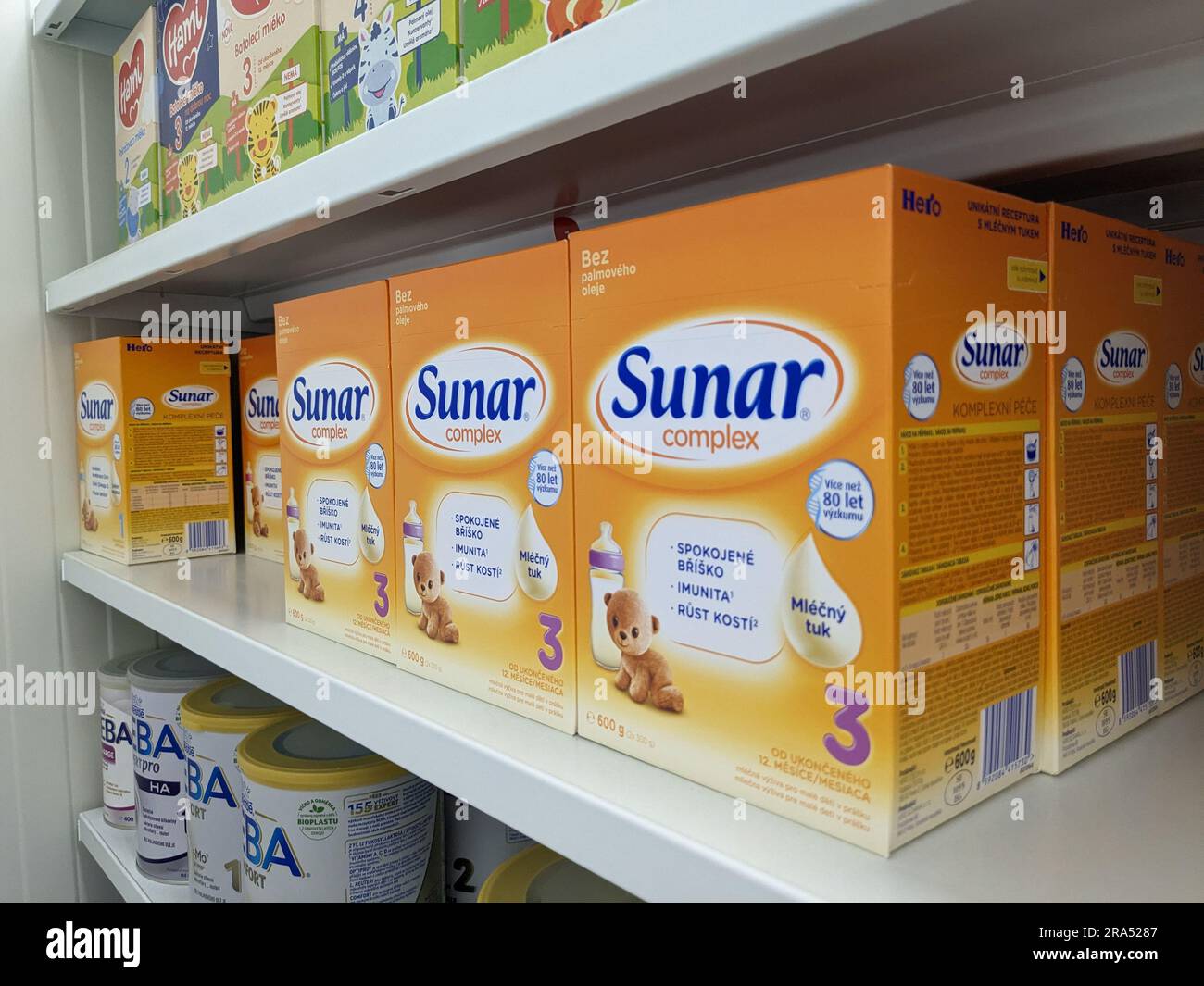 SUNAR infant milk displayed on the shelves in a pharmacy,baby powdered ...